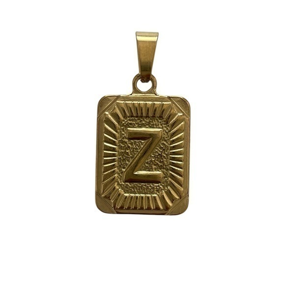 Jewelry | Stainless Steel Square Initial Z Letter Pendant | Poshmark